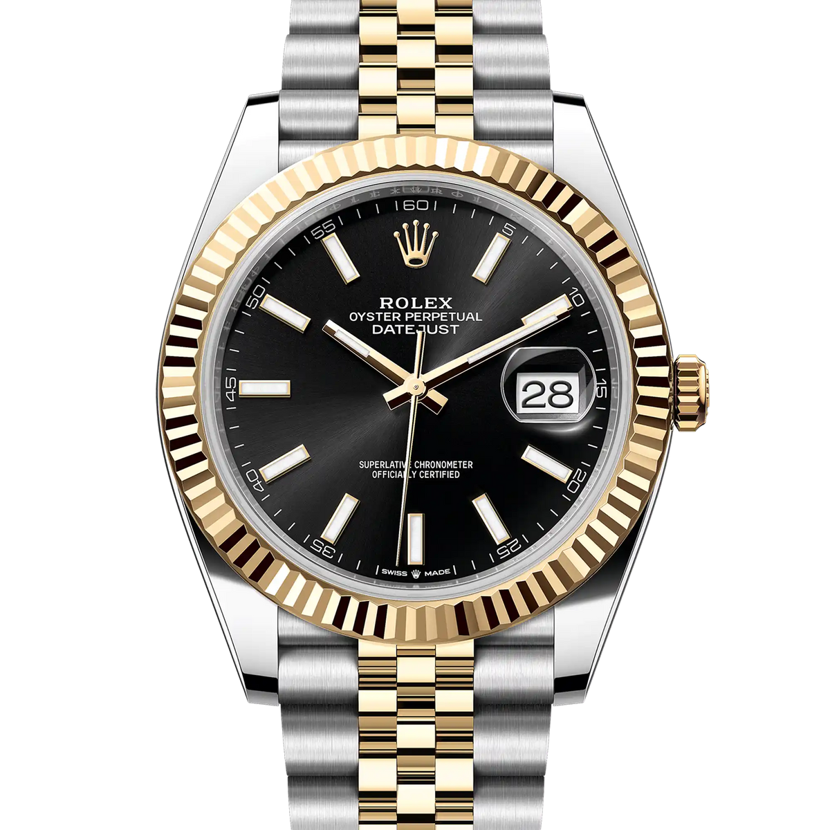 Rolex Datejust 41 Black Index Oystersteel Yellow Gold Jubilee 126333 ...