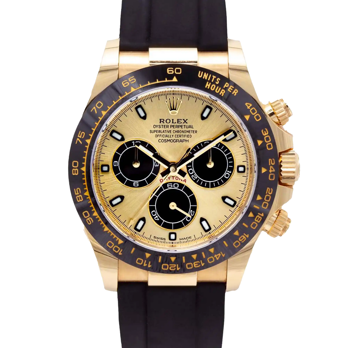 Rolex Daytona "Pikachu/YML" Gold Dial YG Oysterflex 116518LN - Pre-own ...