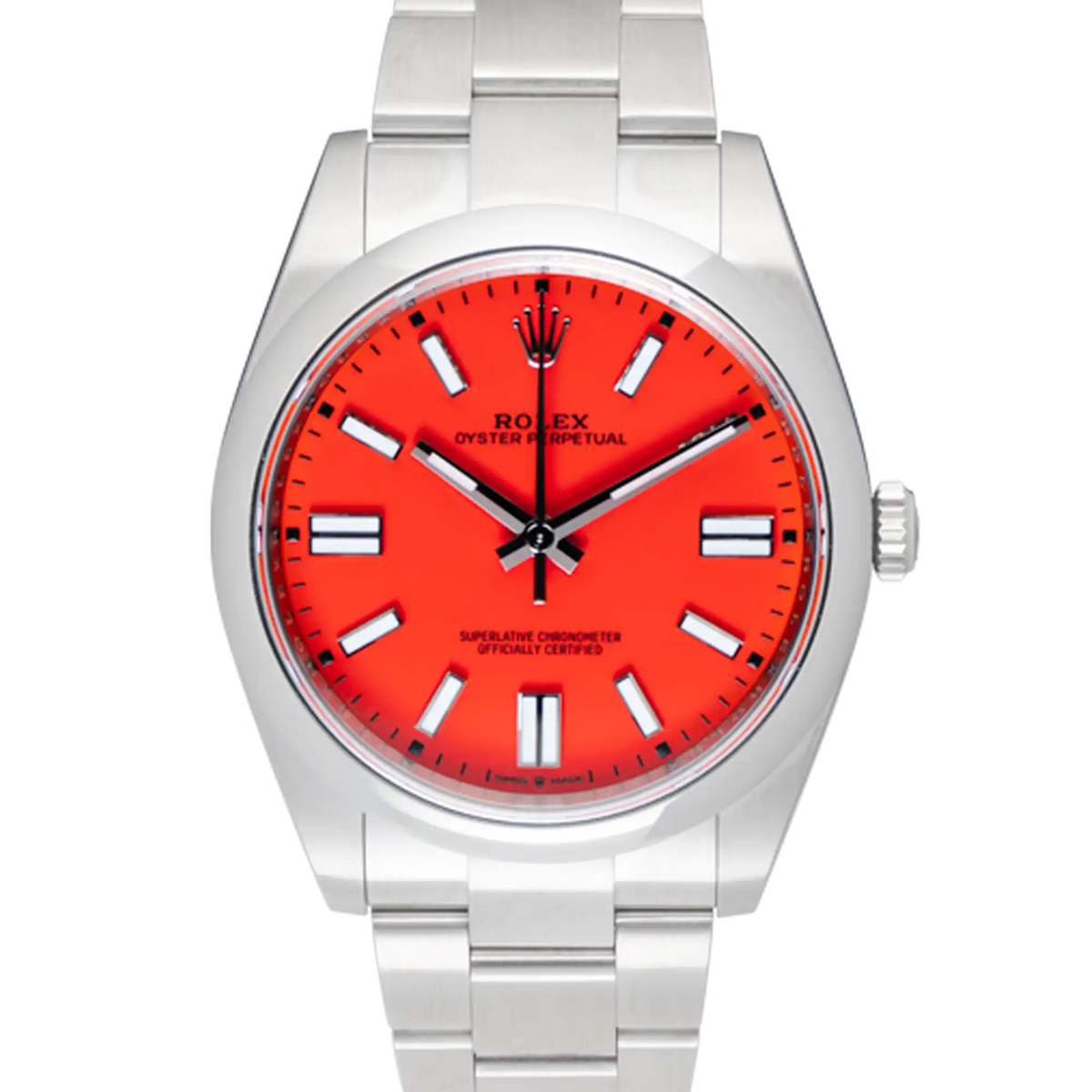 Rolex Oyster Perpetual 41 Coral Red Dial 124300 - Pre-owned – Tiger ...