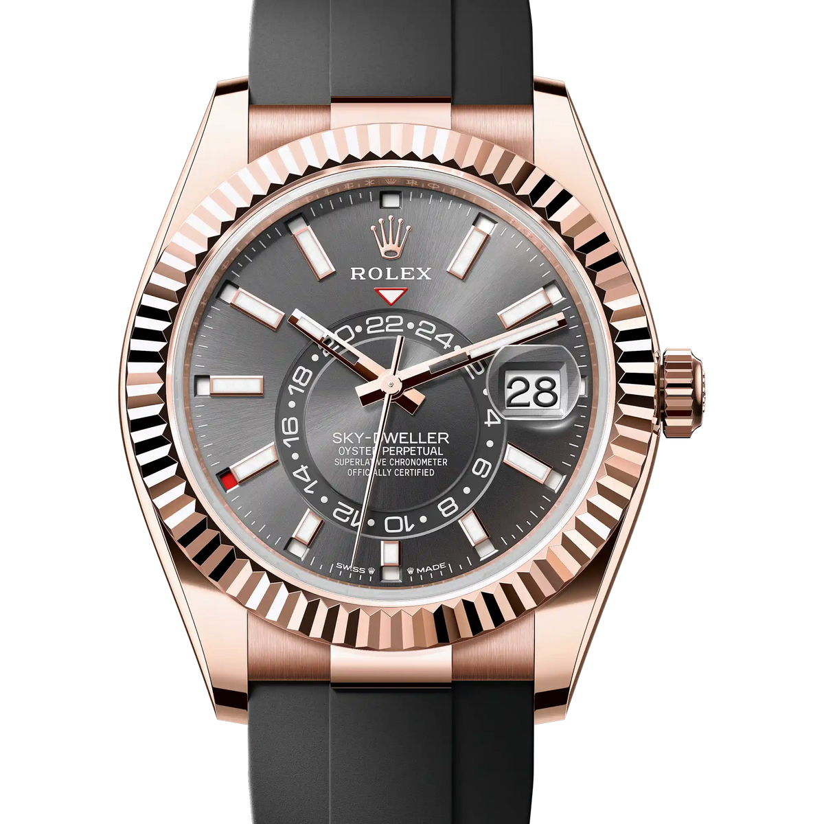 Rolex Sky Dweller Rhodium Slate Rose Gold Oysterflex 336235 – Tiger ...