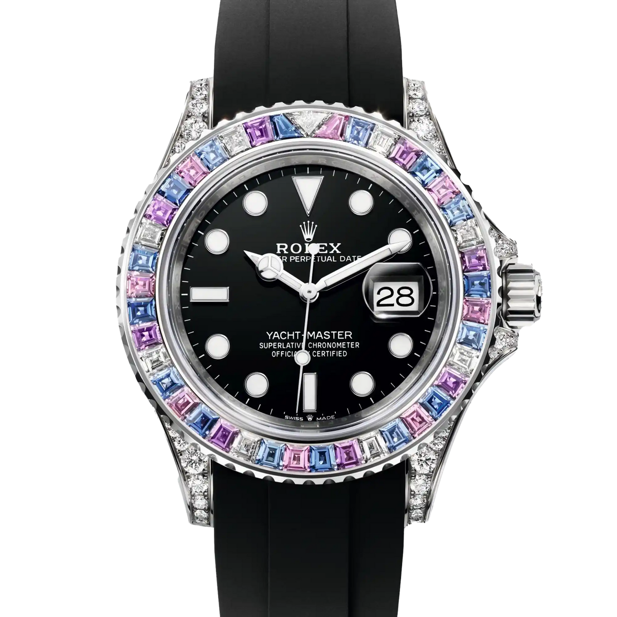 Rolex Yacht-Master "Cotton Candy" White Gold Black Dial Oysterflex 126 ...